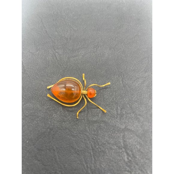 Jewelry | Vintage Amber Ant Brooch Pin Signed | Poshmark